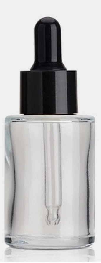 1 Oz Clear Cylinder Slope Glass Bottle with White Regular Smooth Glass ...
