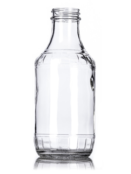 8 Ounce Glass Stout Sauce Bottle - With 38mm White Metal Lids - Case of 12
