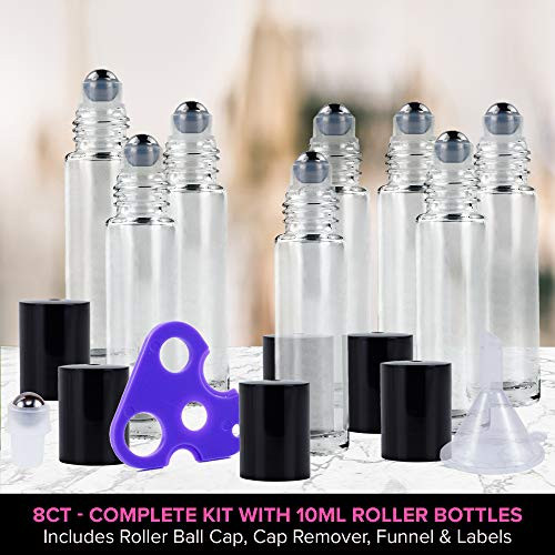 Essential Oil Roller Bottles Set with Stainless Steel Balls, 8 Pack ...