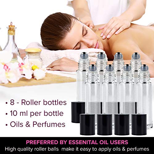 Essential Oil Roller Bottles Set with Stainless Steel Balls, 8 Pack ...