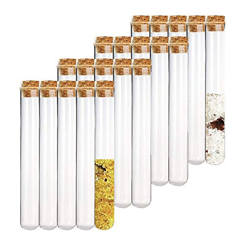 Glass Test Tubes, 18pcs 55ml Clear Flat Test Tubes with Wooden Stopper ...