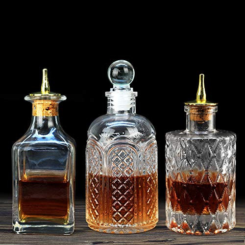 Bitters Bottle Set of 6 - Glass Bitter Bottle, with Zinc Alloy Dash Top ...