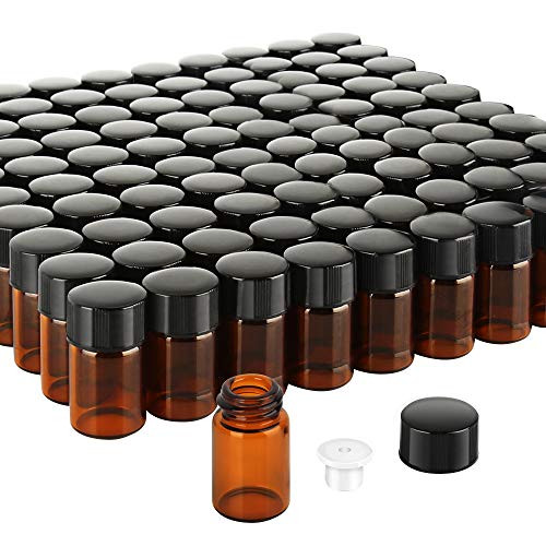 100 pack 1 ml 1/4 Dram Mini Blue Glass Sample Bottles with Glass ...