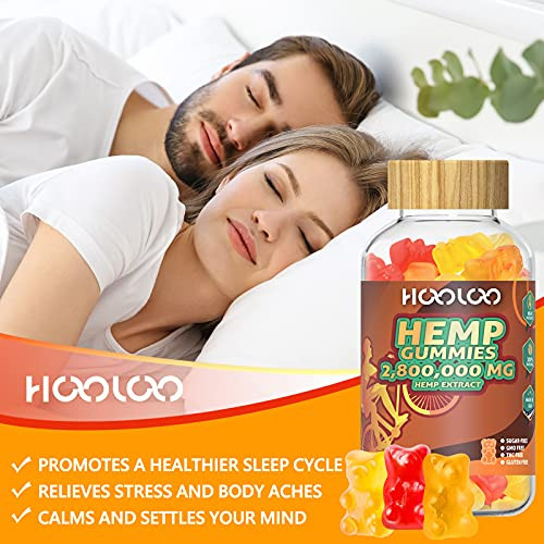 (2 Pack) Hemp Gummies, HOOLOO 2,800,000 high Potency Fruity Hemp Gummy ...