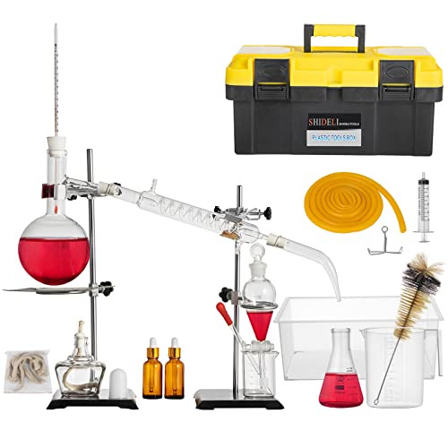 VEVOR Distillation Apparatus 500ML Lab Glassware Kit Glass Distilling ...