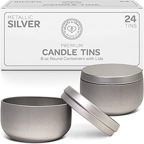 24 Pack Candle Tins 8oz Round Mental Tins for Candle Making, Arts ...