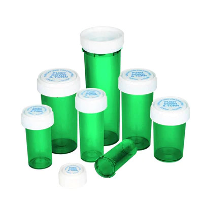 40 Dram Reversible Cap Vials Green (150 Units/Box)