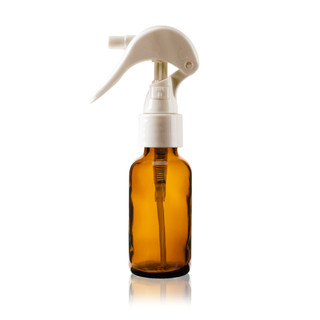 1 oz AMBER Glass Bottle - w/ White Mini Trigger Spray