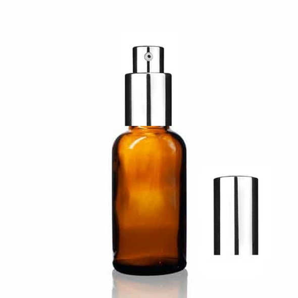 100ml Frosted Euro Glass Bottle W Shiny Silver Treatment Pump