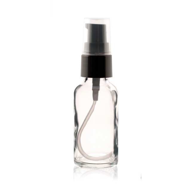 1 oz Clear Glass Bottle w/ Black - Gold Calibrated Glass Dropper