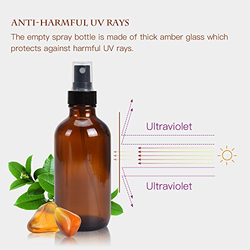 Frosted Glass Amber Spray Bottles Reusable, Durable Glass, UV ...
