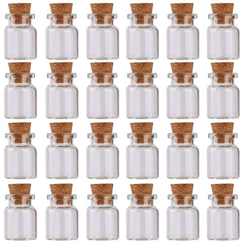 ELYSAID 5pcs of 50 ml Small Glass vials with Cork Tops Tiny Bottles ...