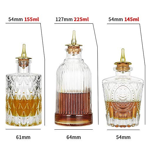 Bitters Bottle Set of 6 - Glass Bitter Bottle, with Zinc Alloy Dash Top ...
