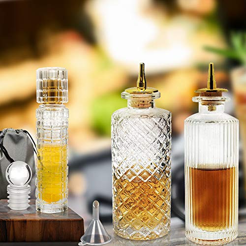 Bitters Bottle - Set of 3 Glass Bitter Bottle with Dash Top, Great ...