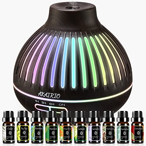 Glass oil Diffuser with solid wood base, Essential Oil Diffuser for ...