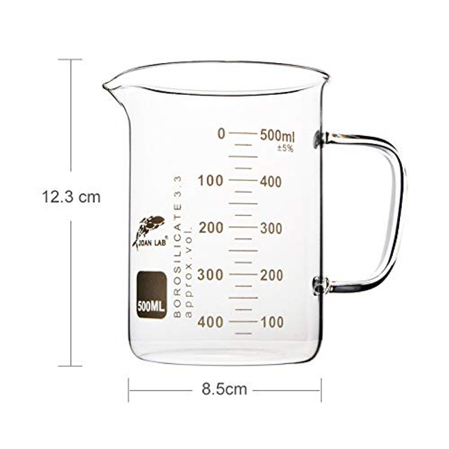 Joanlab Glass Beaker With Handle Measuring Cup Beaker Mug With