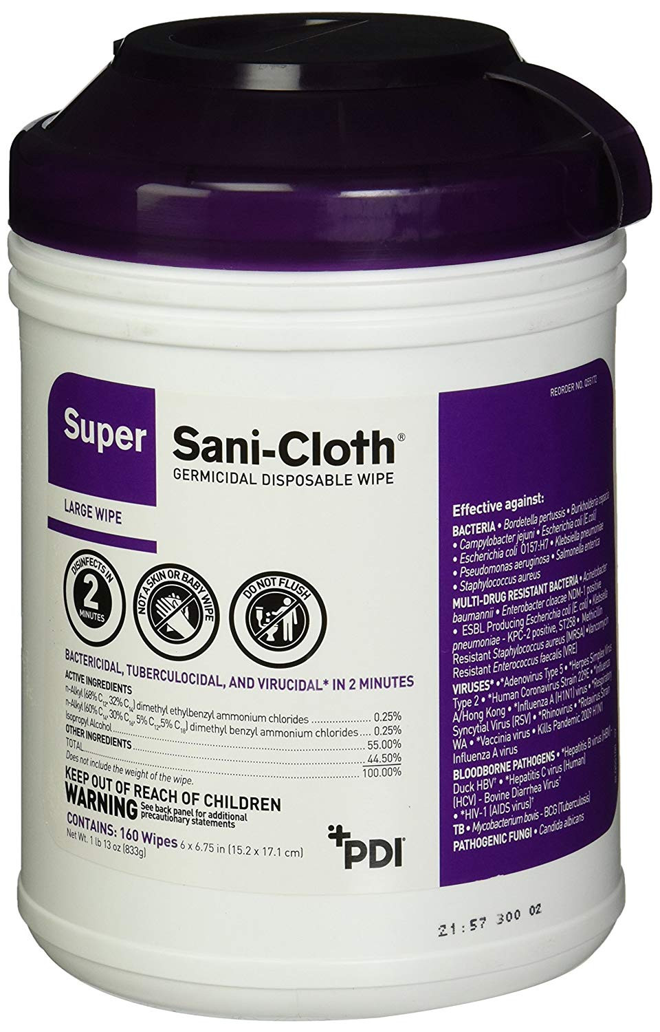 PDI Q89072 Sani-Cloth Plus Germicidal Disposable Cloths, 160/Tub