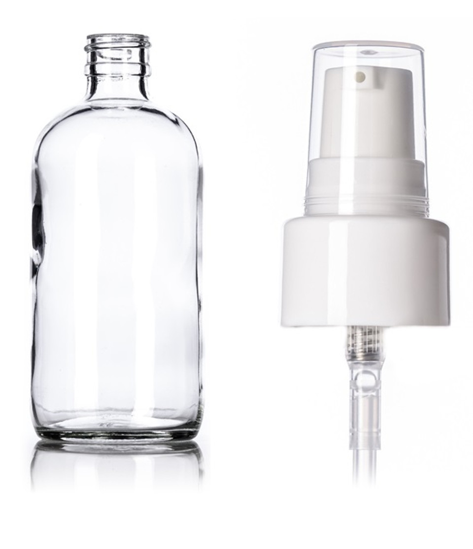 8 Oz Clear Glass Boston Round Bottle With 24 400 Neck Finish Set Of 72