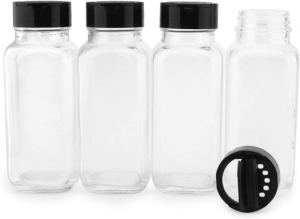 Set of 12 - Square Glass Spice Jars with Shaker Tops, Chalkboard Labels ...