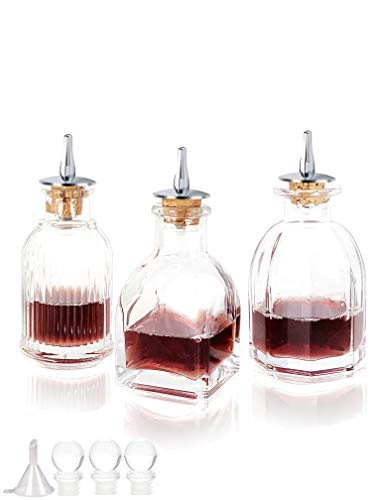 Bitters Bottle Set - Glass Vintage Bottle, Decorative Bottles with Zinc ...