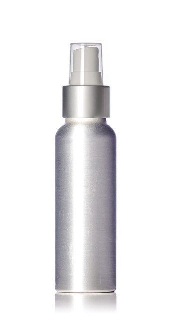 80 ml (2.5 oz) Aluminum Slimline Bottle with White and Matt Silver ...