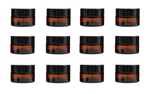 5G, Amber Glass Face Cream Pot Jar With Screw Cap And Liner