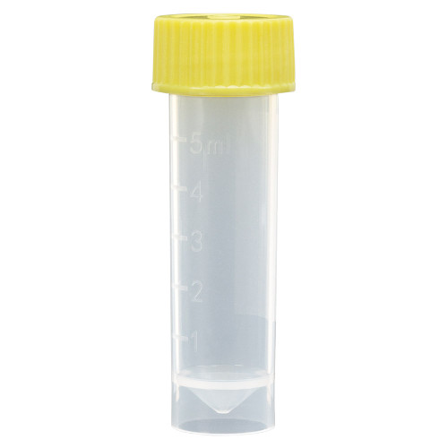 Transport Tube, 5mL, with Separate Yellow Screw Cap, PP, Conical Bottom ...