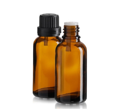 30 mL Amber glass euro dropper bottle with 18-DIN neck finish with ...