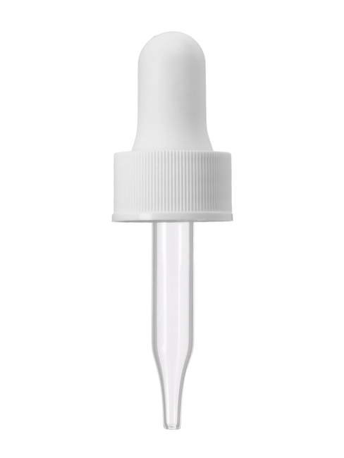 18-400 White PP plastic ribbed skirt dropper assembly with rubber bulb ...