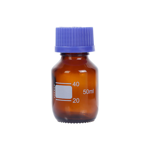 Moonetto 10 Pieces Amber Borosilicate Glass 50 mL Graduated Round Lab ...