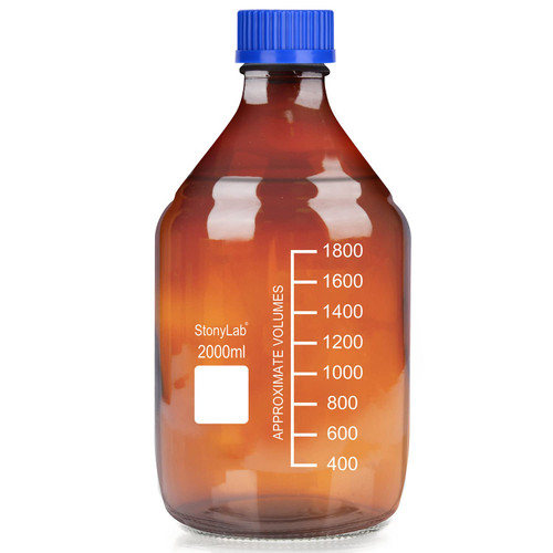 stonylab Storage Bottles with GL45 Screw Cap, 2000 ml Amber ...