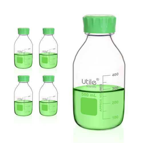 Utile Media Bottle, 3.3 Borosilicate Glass Bottles with GL45 Screw Caps ...