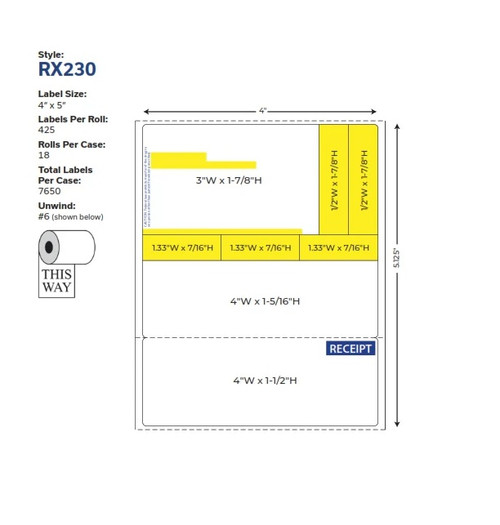 RX-230 ?? Standard Prescription Label - 7650 labels/case