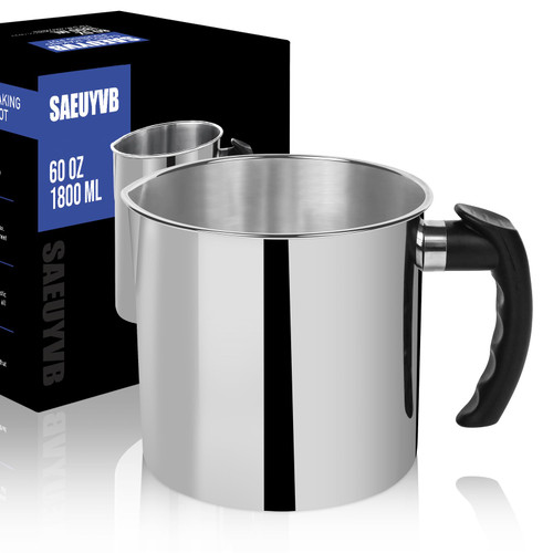 SAEUYVB Candle Making Pouring Pot 60oz Stainless Steel Wax Melting Pot ...