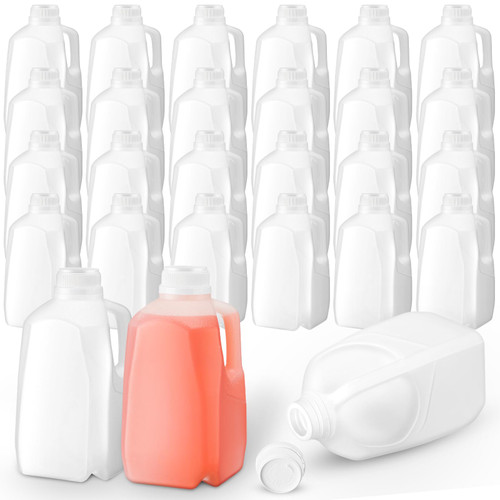 Skylety 24 Pack Mini Milk Jugs Plastic Gallon Jugs with Caps Water ...