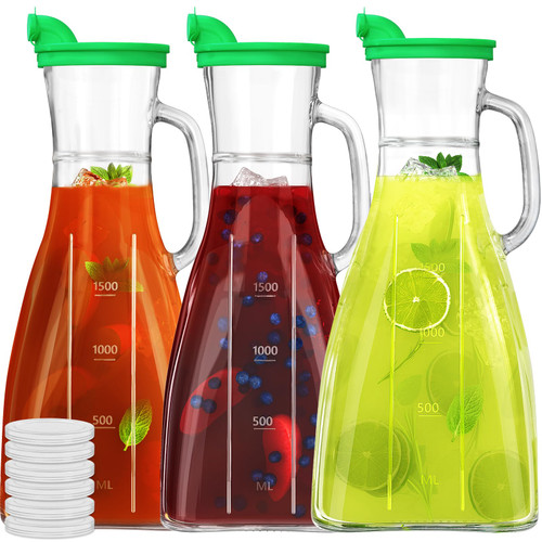 Glass Carafe with Lid and Handle, Mimosa Bar Supplies, 2 Quart Glass ...