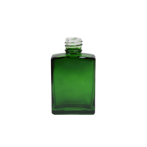 1 oz Green SQUARE Glass Bottle Regular Neck w/ 18-415 Neck Finish