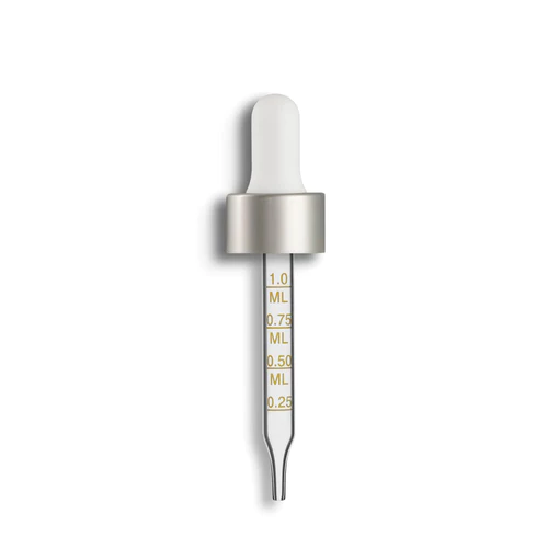 1 oz White Matt Silver Calibrated Glass Dropper with 20-400 neck finish
