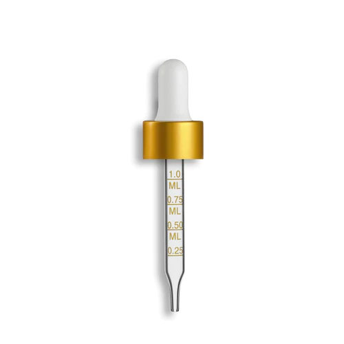 2 oz White Matte Gold Calibrated Glass Dropper