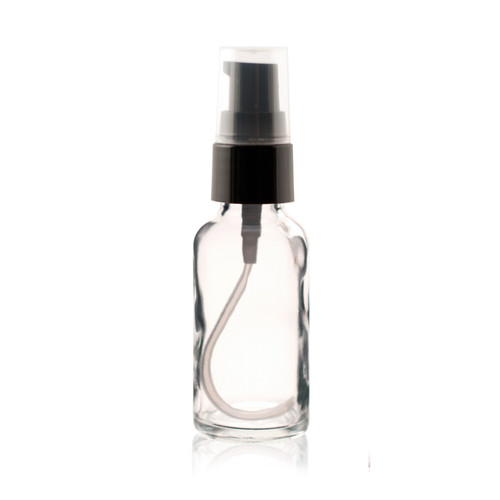 1 oz CLEAR Glass Bottle - w/ Black Smooth Treatment Pump