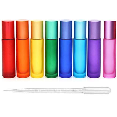 8Pcs 10ml(1/3oz) High-grade Colorful Frosted Roll on Bottles Thick ...