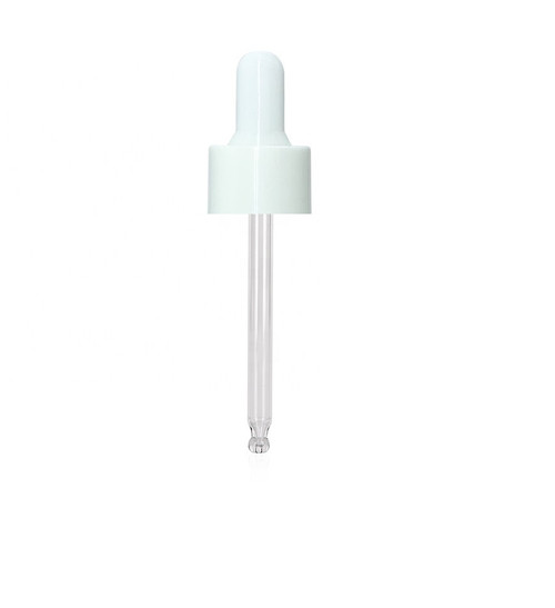 1 oz White Glass Smooth Bullnose Dropper 20-410 neck with Inserts fits ...