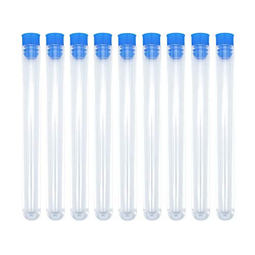 Eowpower 15ml 15x150mm Clear Plastic Test Tubes with Blue Caps, Pack of 30