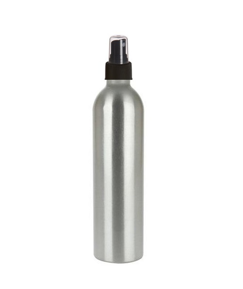 240 ml (8 oz) Aluminum Slimline Bottle with Black Fine Mist Sprayer