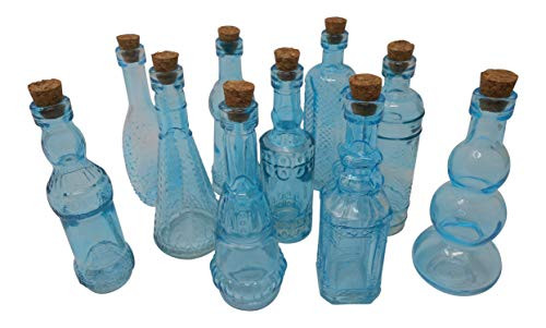 Vintage Glass Bottles with Corks, Bud Vases, Assorted Shapes, 5 Inch ...