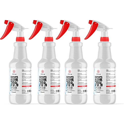 Isopropyl Alcohol 70% - USP Grade - (4) 32 FL Oz Quart Spray Bottle ...