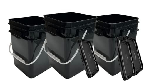 House Naturals 4 Gallon Square Food Grade Bucket Pail with Plastic ...