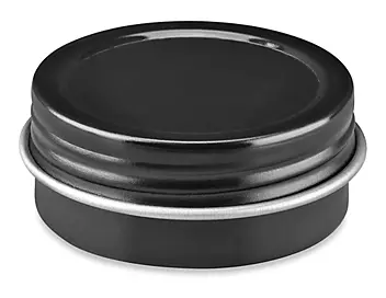 Shallow Screw-Top Metal Tins - 1/2 oz, Black- Pack of 48