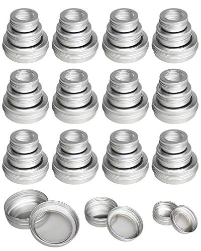 LJY 48 Pieces Round Metal Tins Empty Aluminum Cans Storage Containers ...