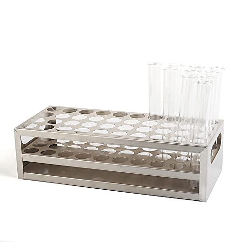 Maccx Tube Rack and Glass Test Tubes Set, Stainless Steel Material ...